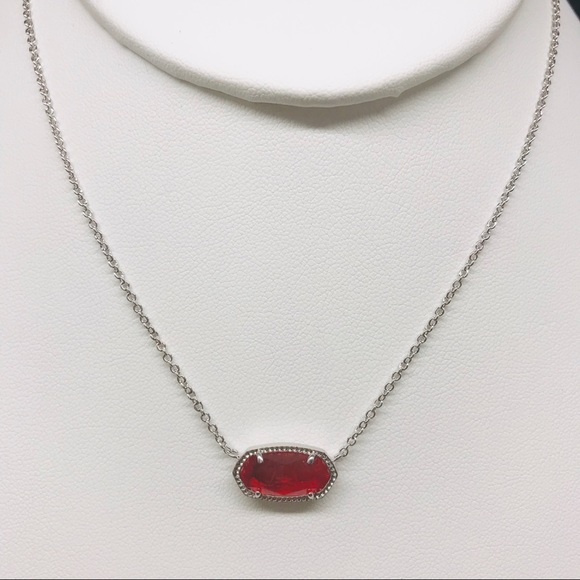 Kendra Scott | Jewelry | Kendra Scott Elisa Ruby Red Necklace Silver ...